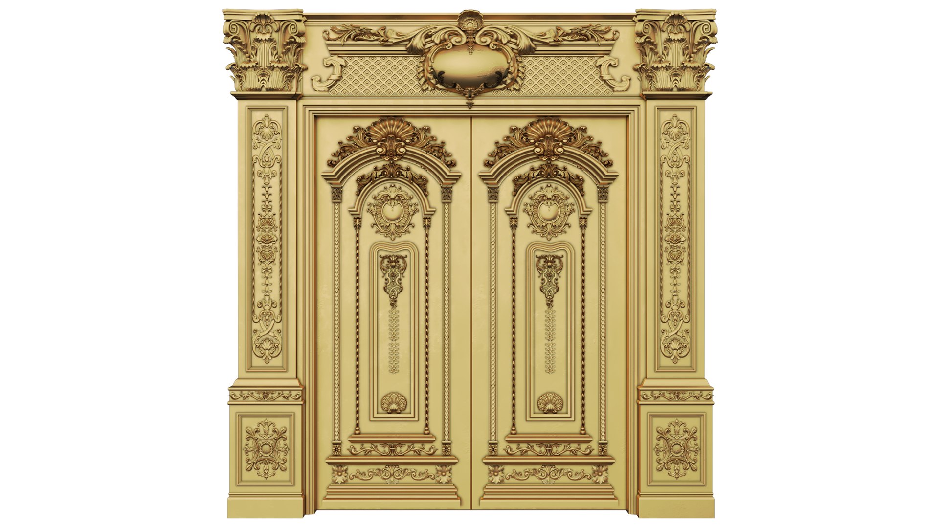 3D Royal Style Gold Plated Classic Door - TurboSquid 2087525