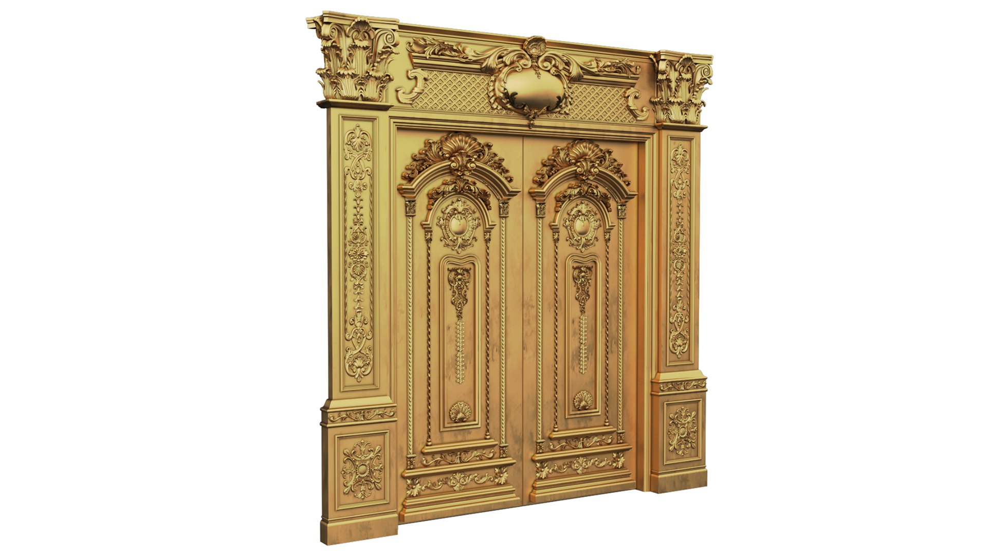 3D Royal Style Gold Plated Classic Door - TurboSquid 2087525
