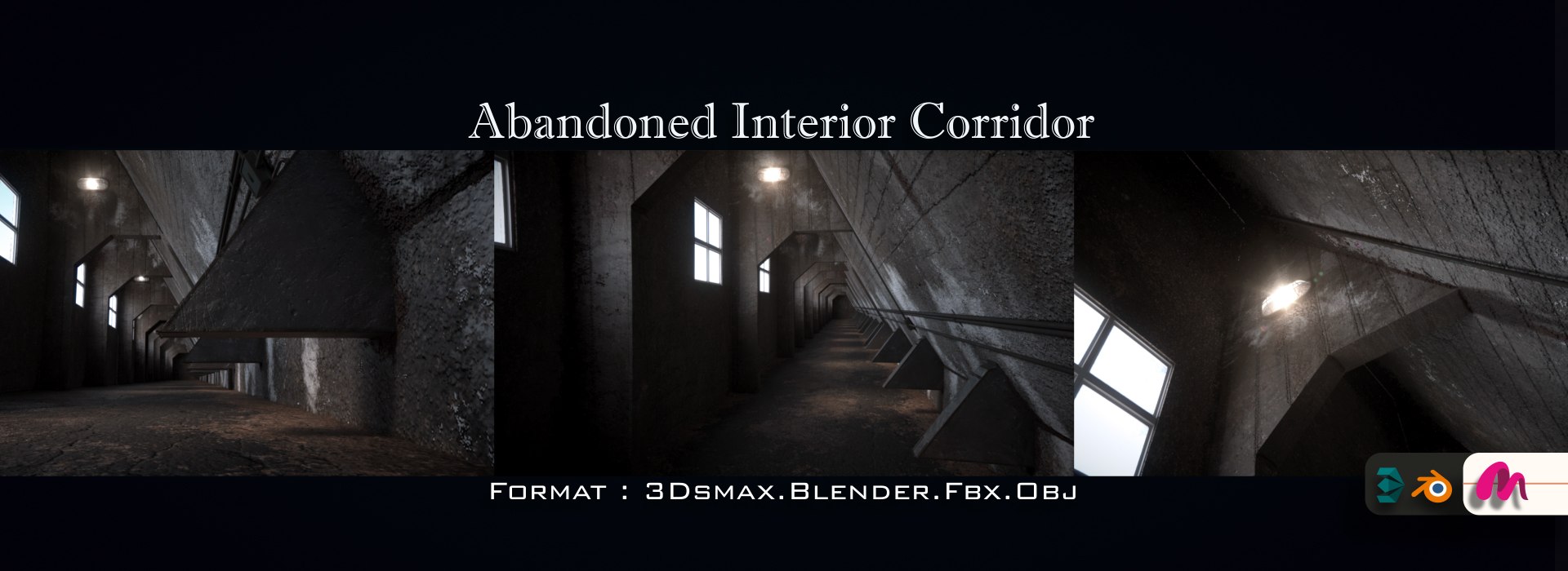 3D Abandoned Interior Corridor - TurboSquid 2096508