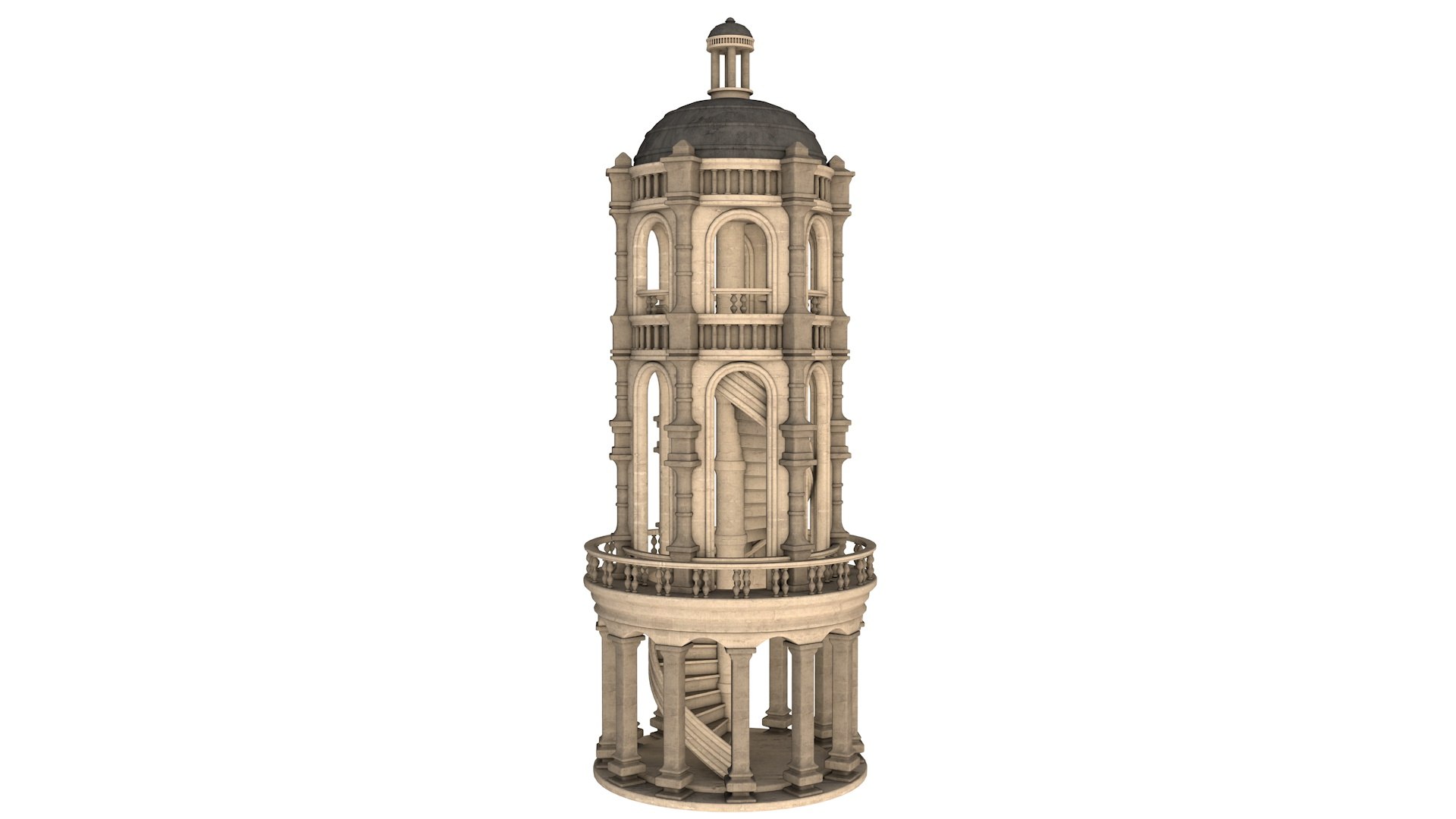 3D Renaissance Tower Model - TurboSquid 1997666