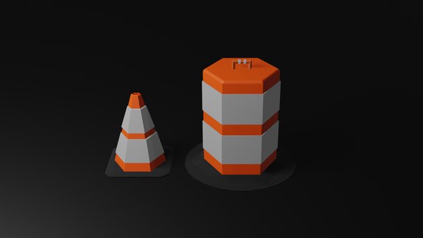 3D lowpoly set of 2 traffic cones model - TurboSquid 1970575