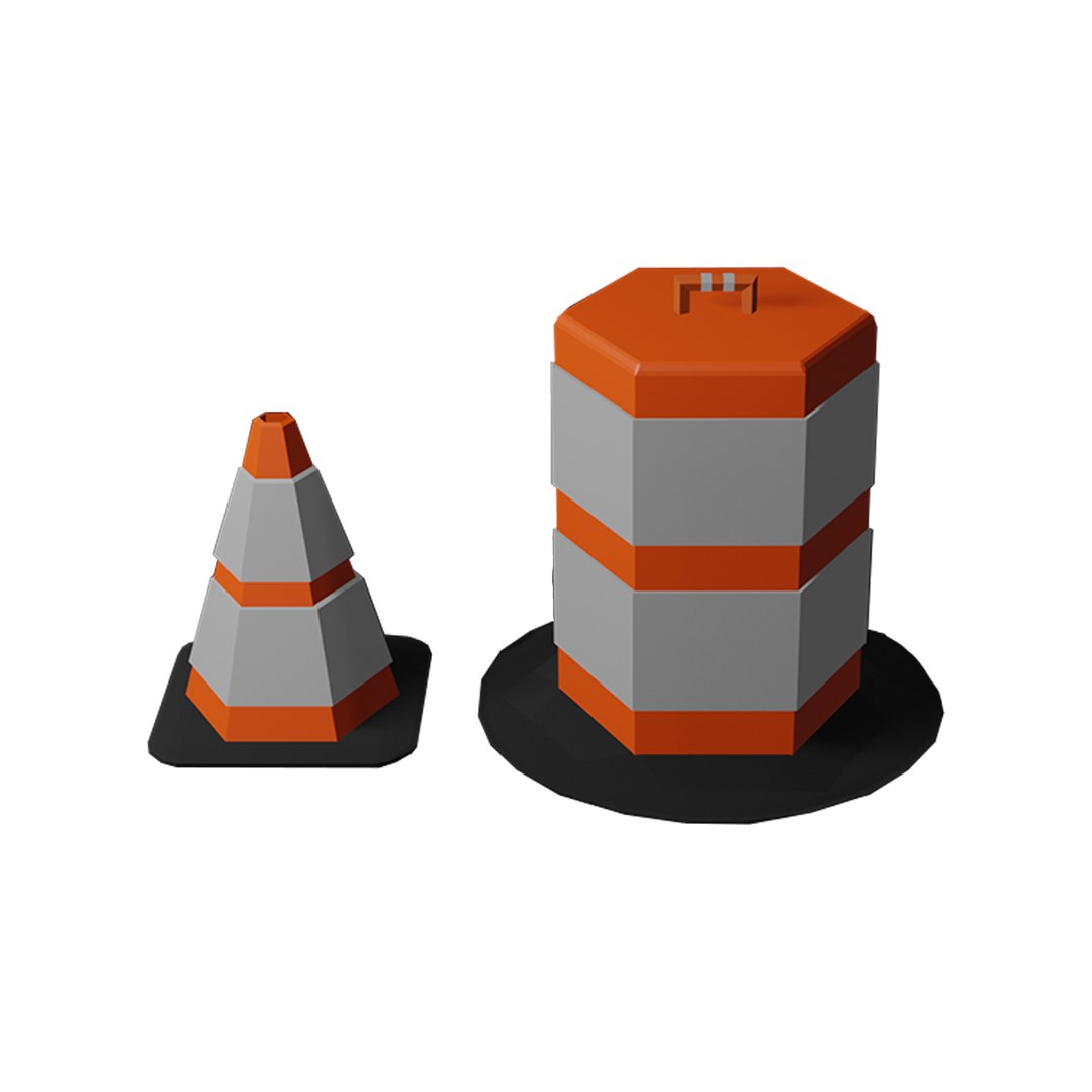 3D Lowpoly Set Of 2 Traffic Cones Model - TurboSquid 1970575