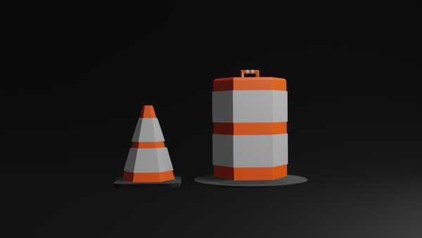 3D lowpoly set of 2 traffic cones model - TurboSquid 1970575