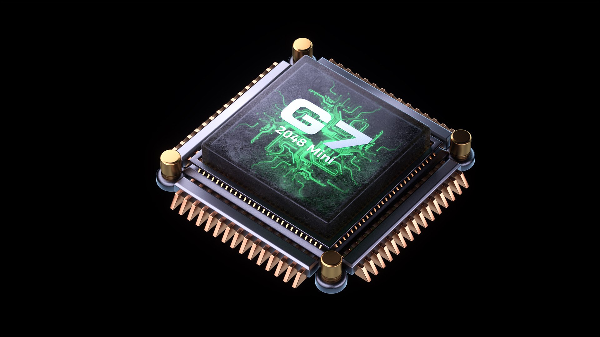 3D 3D model of sci-fi circuit board with core capacitance of CPU chip ...