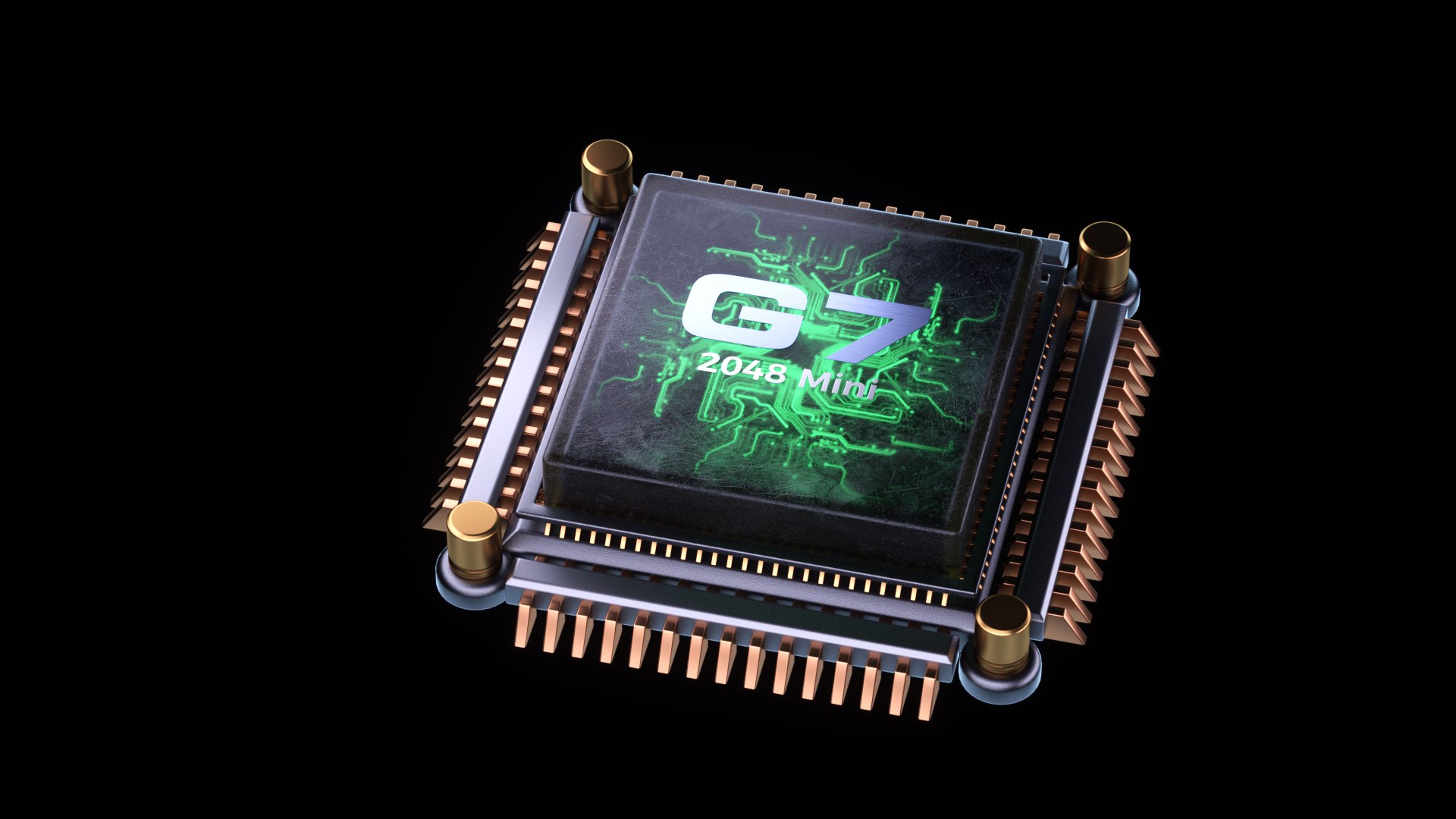 3D 3D model of sci-fi circuit board with core capacitance of CPU chip ...