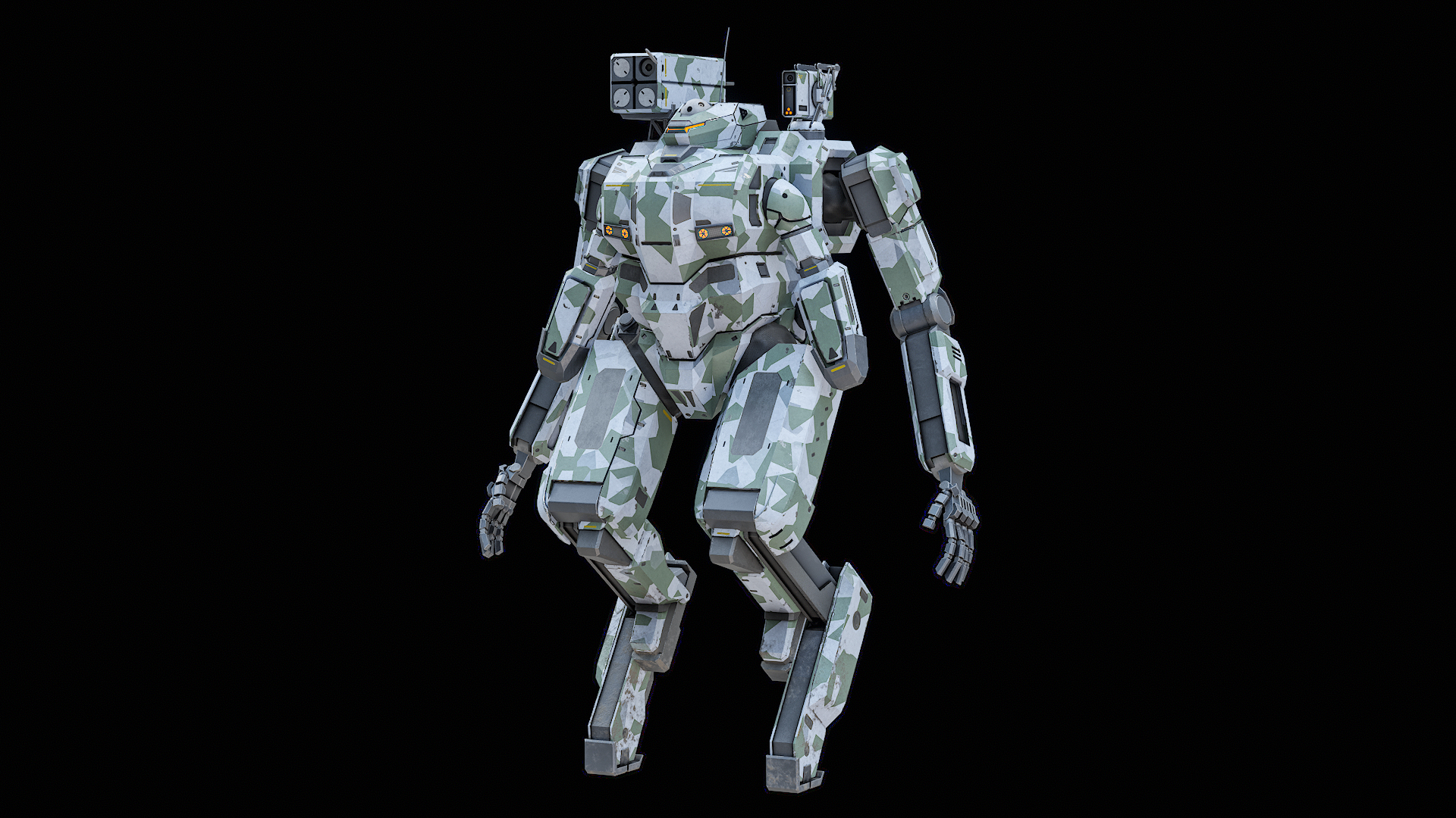 3D Sci-Fi Combat Mech Exoskeleton Suit - Green Protective PBR ...