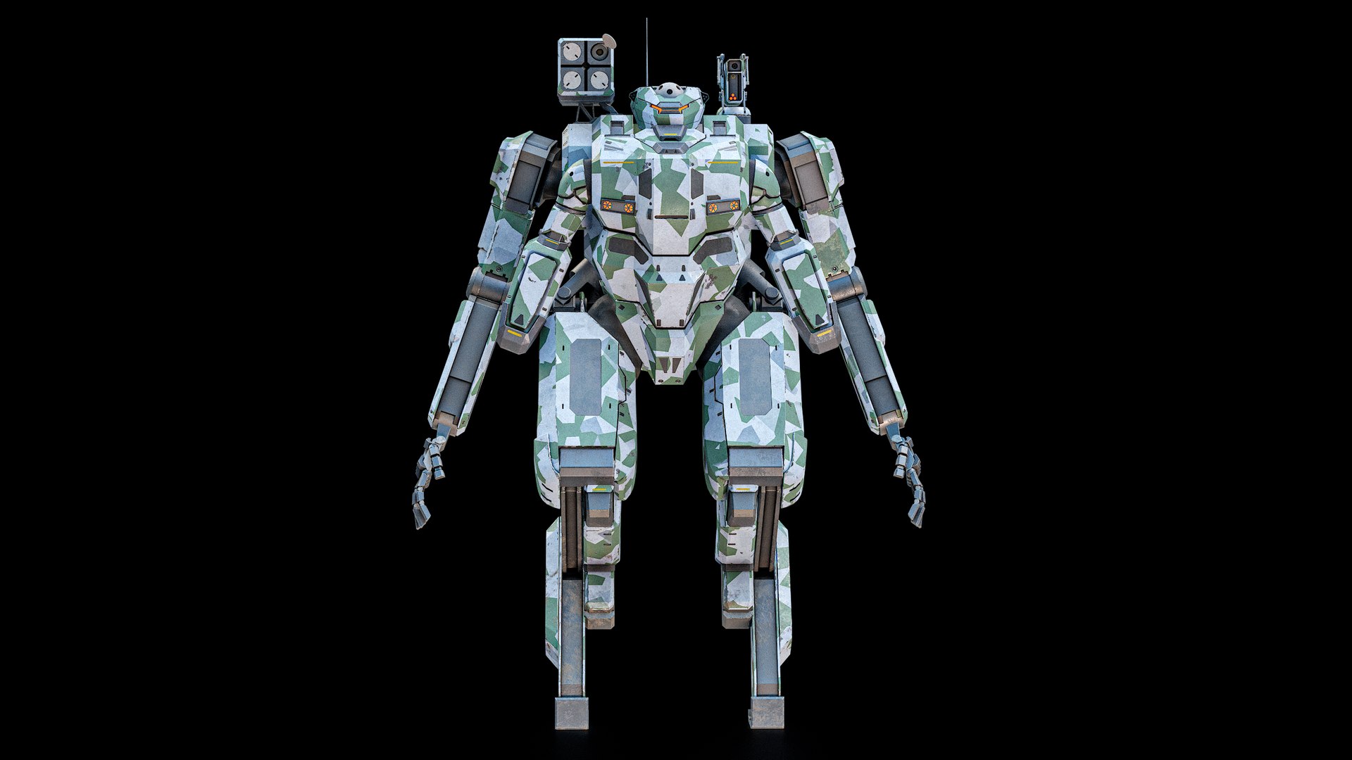 3D Sci-Fi Combat Mech Exoskeleton Suit - Green Protective PBR ...