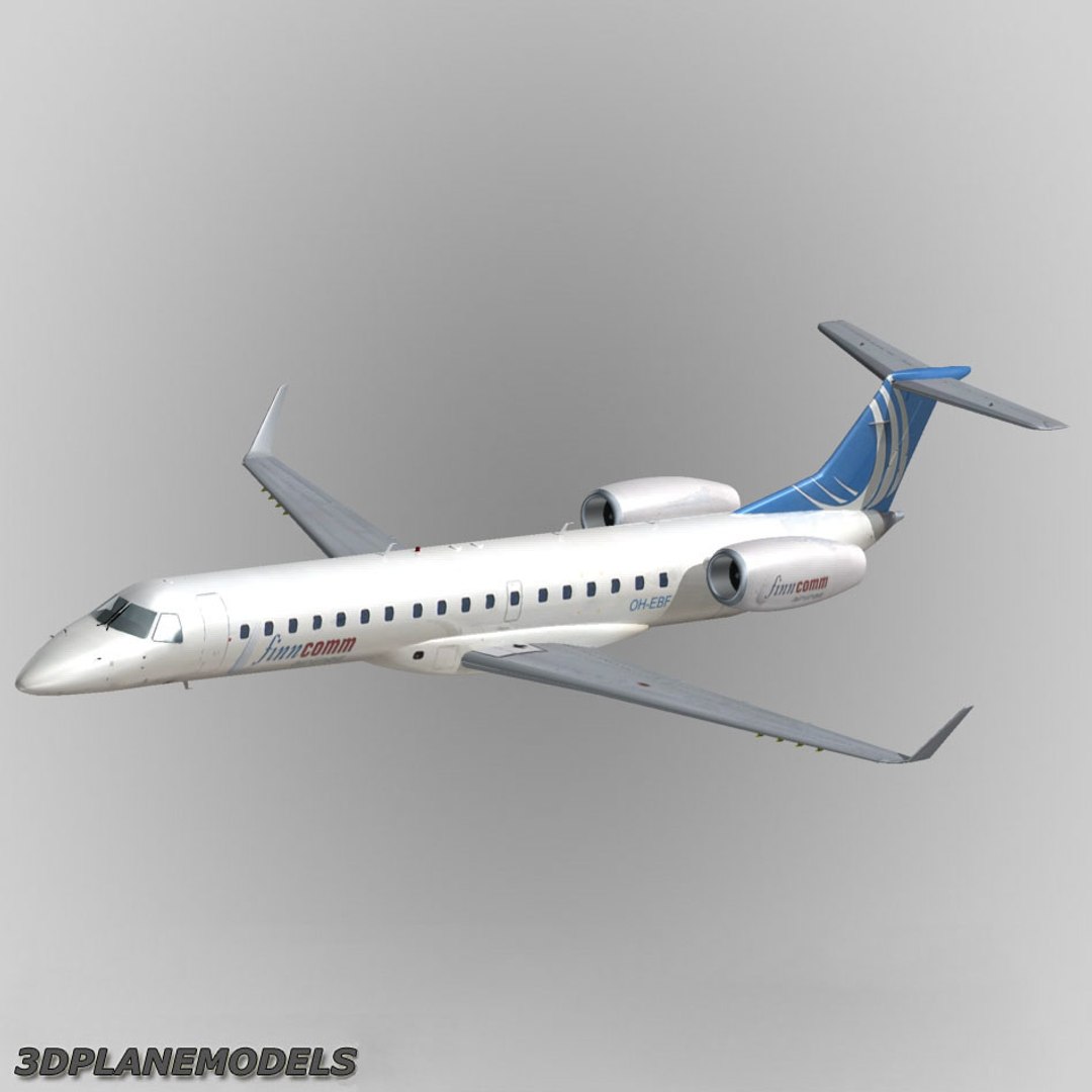 embraer erj-145 regional jet 3d model