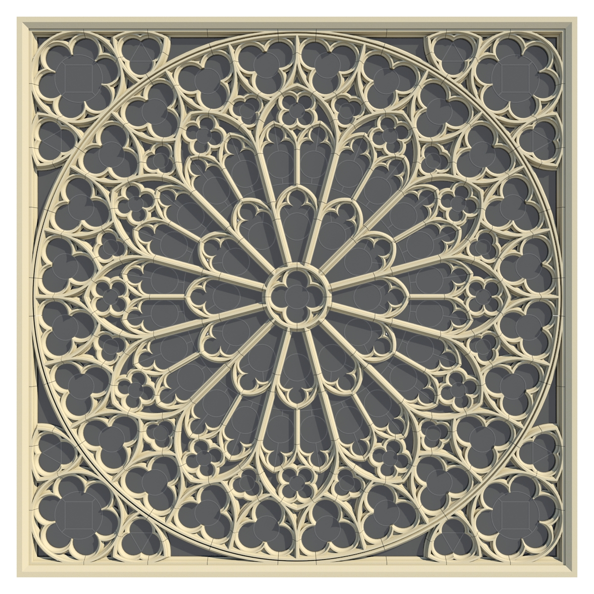 3d model large square gothic rose