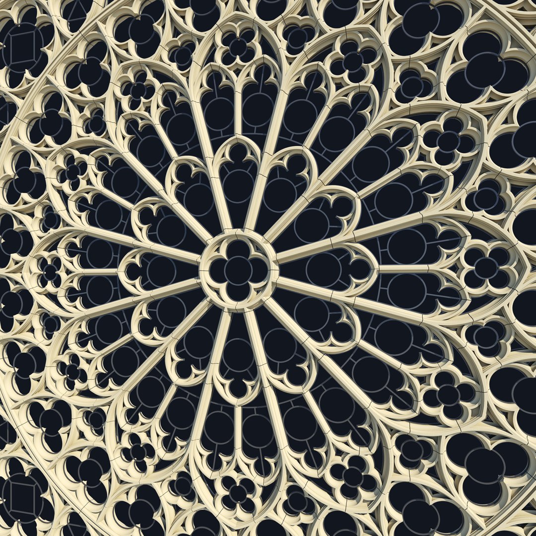 3d Model Large Square Gothic Rose