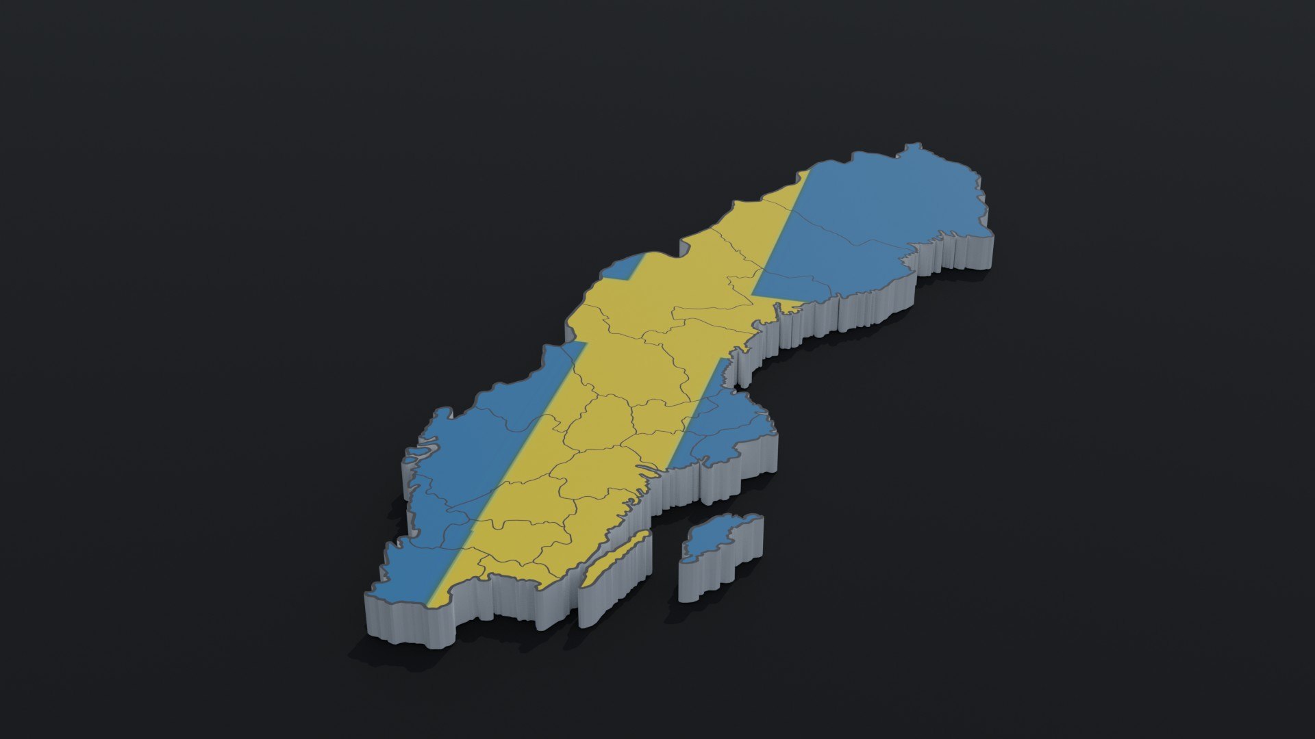3D Political Map Of Sweden - TurboSquid 2077321