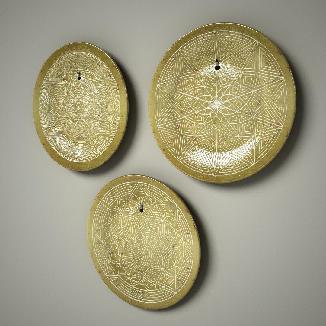 Geometric Design Wall Dishes 3d 3ds