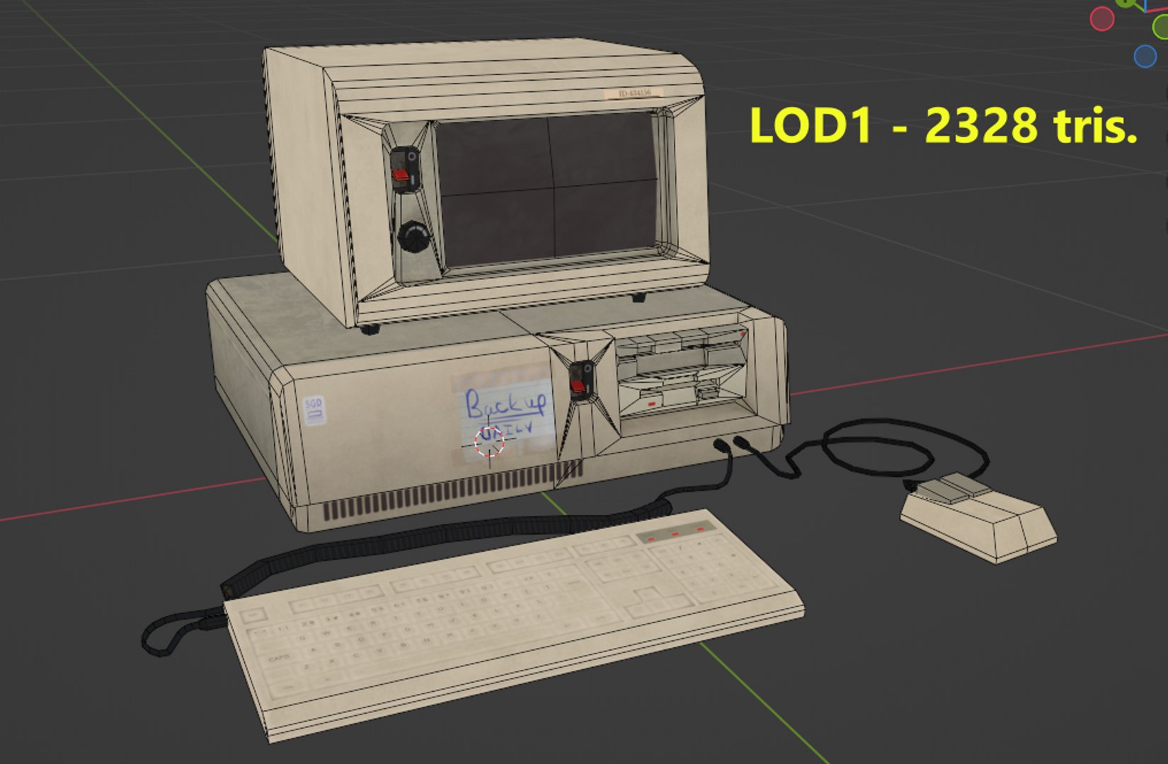 80s 90s retro desktop PC nostalgic design game-ready PBR Low-poly 3D ...