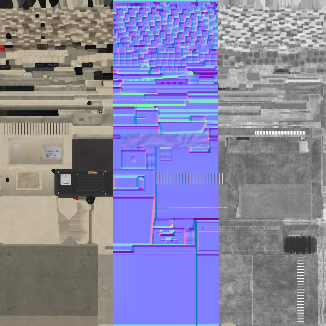 80s 90s retro desktop PC nostalgic design game-ready PBR Low-poly 3D ...