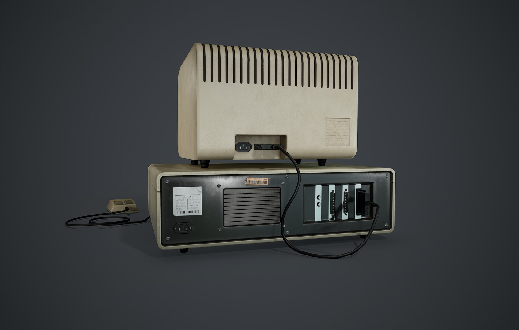 80s 90s retro desktop PC nostalgic design game-ready PBR Low-poly 3D ...