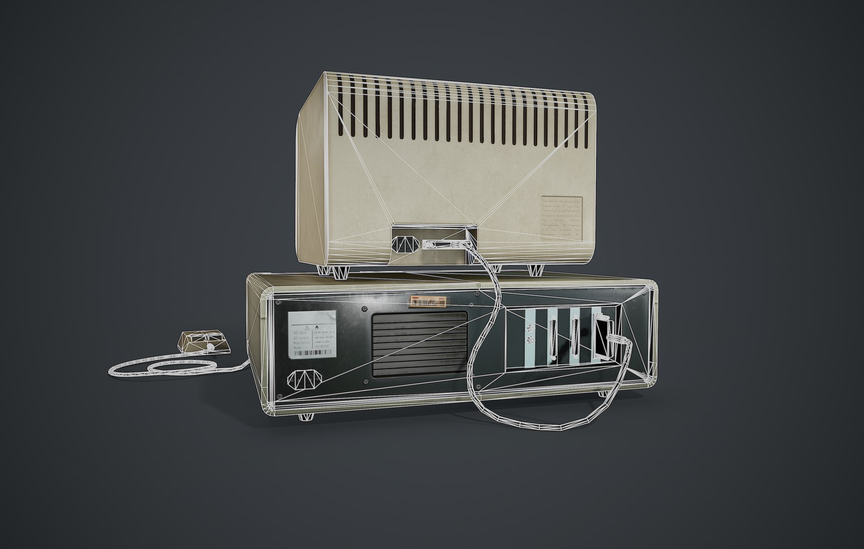 80s 90s retro desktop PC nostalgic design game-ready PBR Low-poly 3D ...