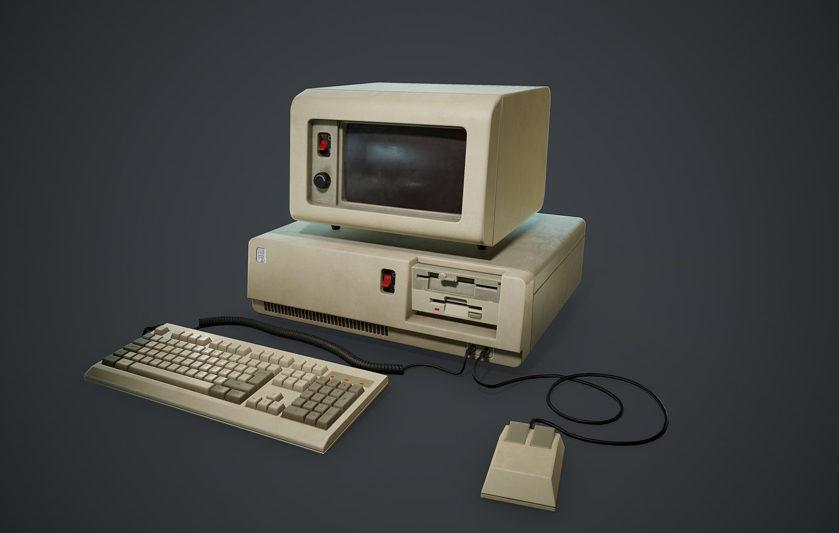 80s 90s retro desktop PC nostalgic design game-ready PBR Low-poly 3D ...