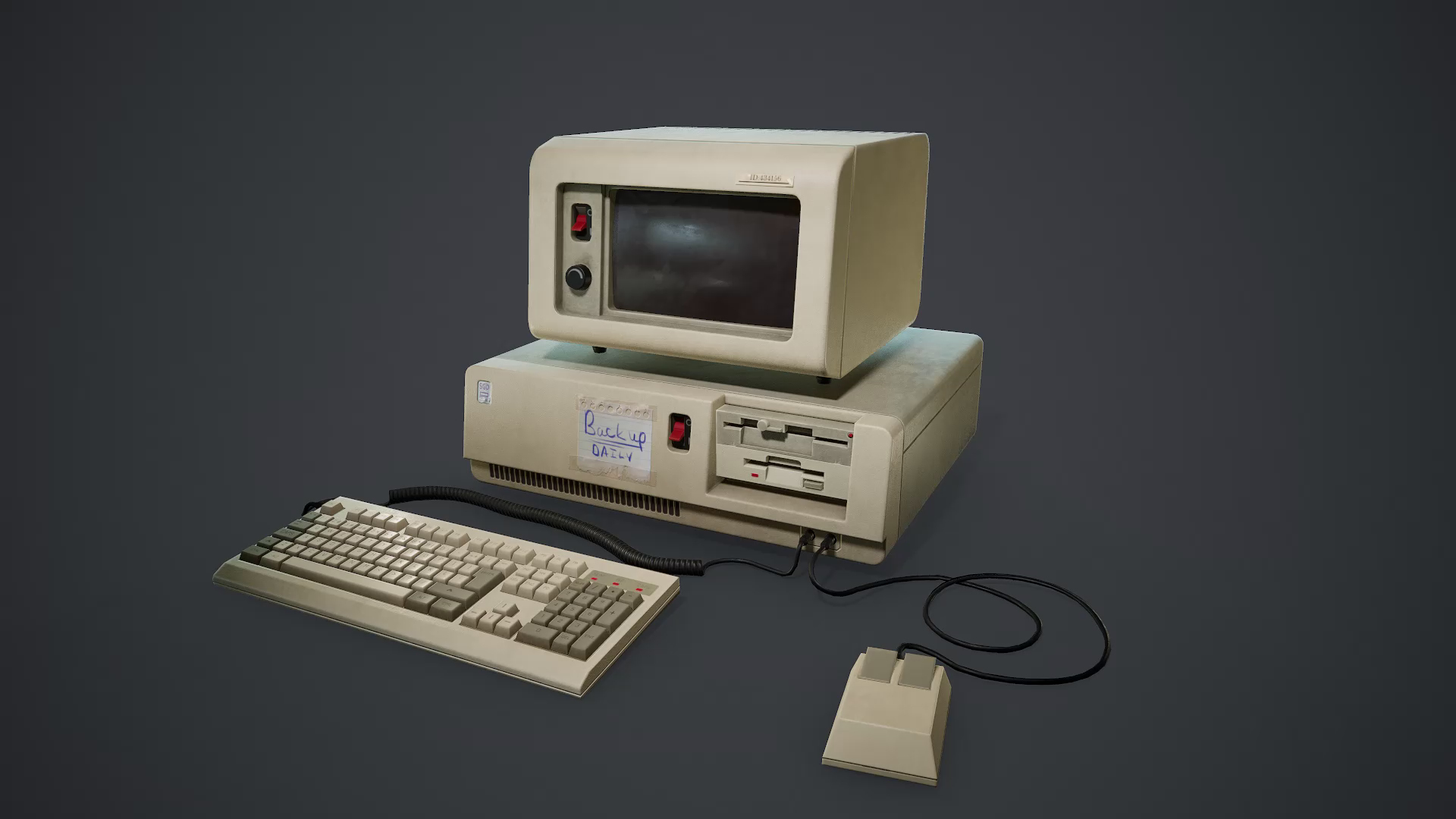 80s 90s retro desktop PC nostalgic design game-ready PBR Low-poly 3D ...