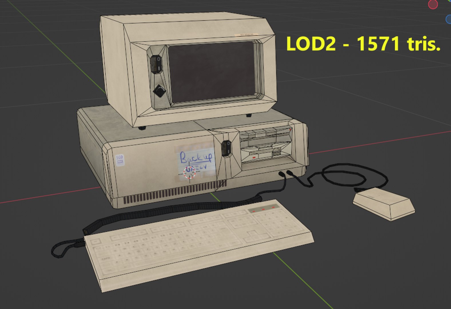 80s 90s retro desktop PC nostalgic design game-ready PBR Low-poly 3D ...