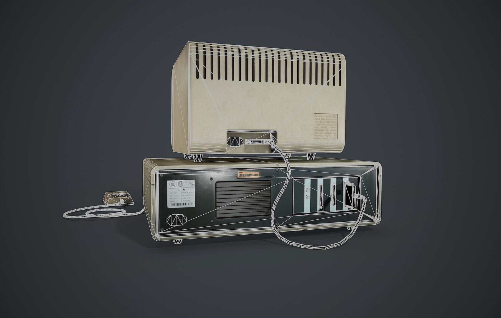 80s 90s retro desktop PC nostalgic design game-ready PBR Low-poly 3D ...