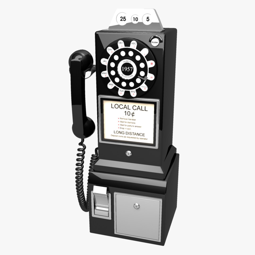 3d Model Retro Payphone