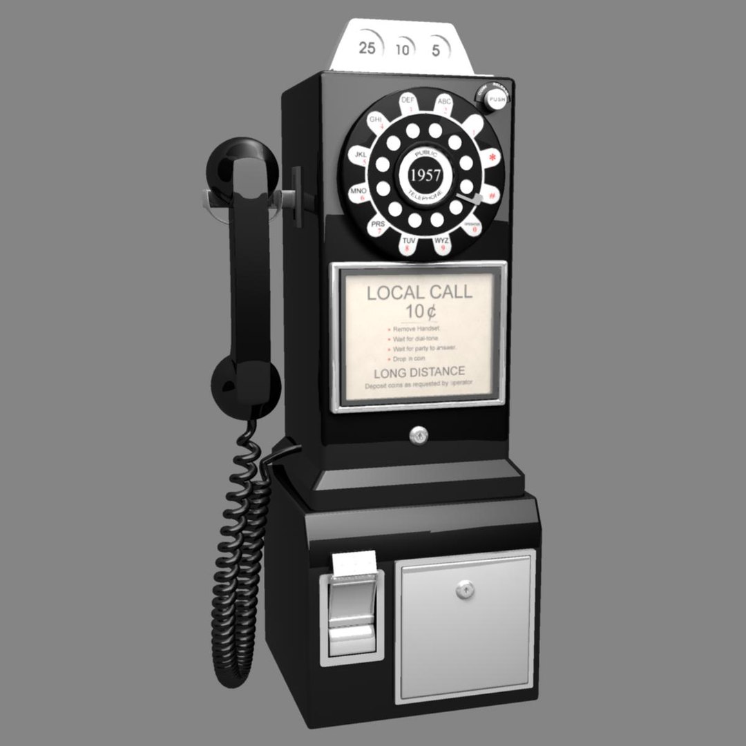 3d Model Retro Payphone