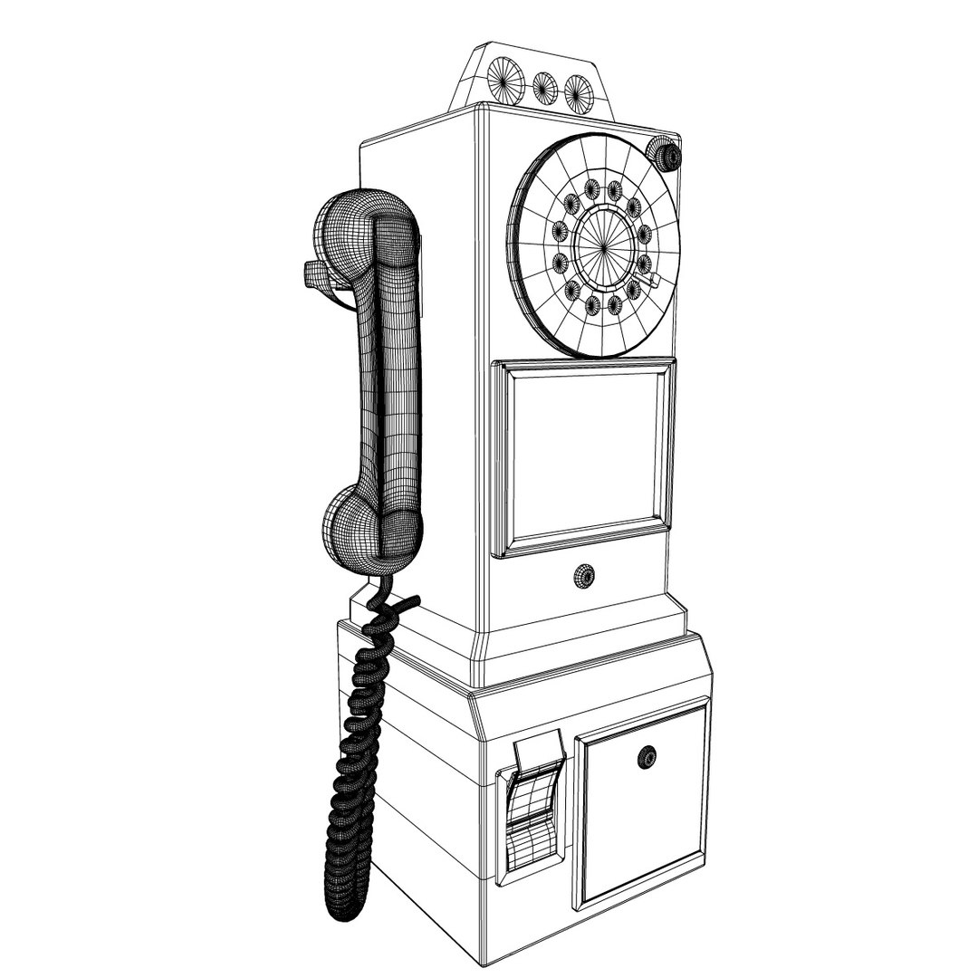 3d Model Retro Payphone