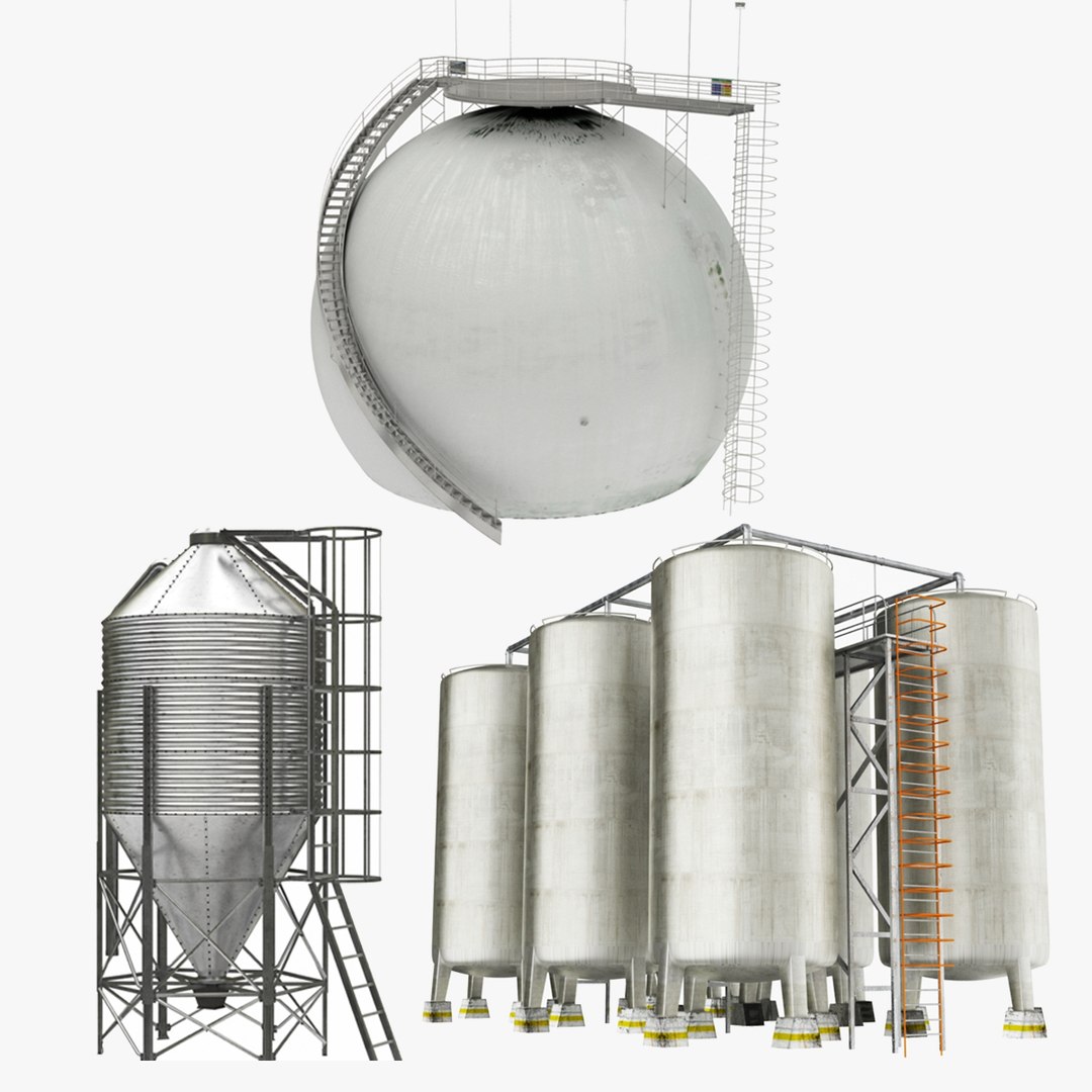 3D Storage Tank And Silo Collection Model - TurboSquid 2279100