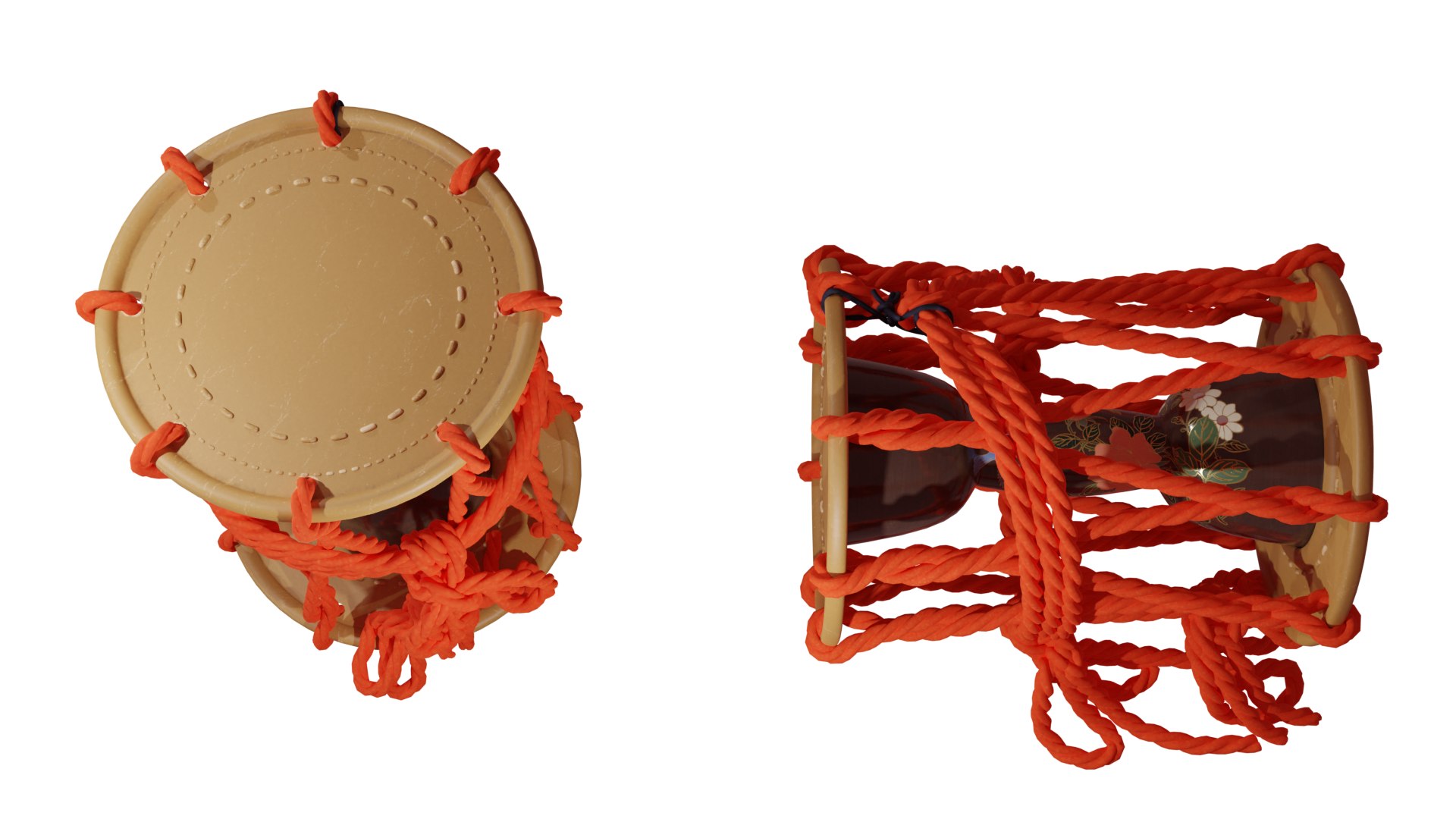 3D Model Tsuzumi Japanese Traditional Hand Drum - TurboSquid 1883624