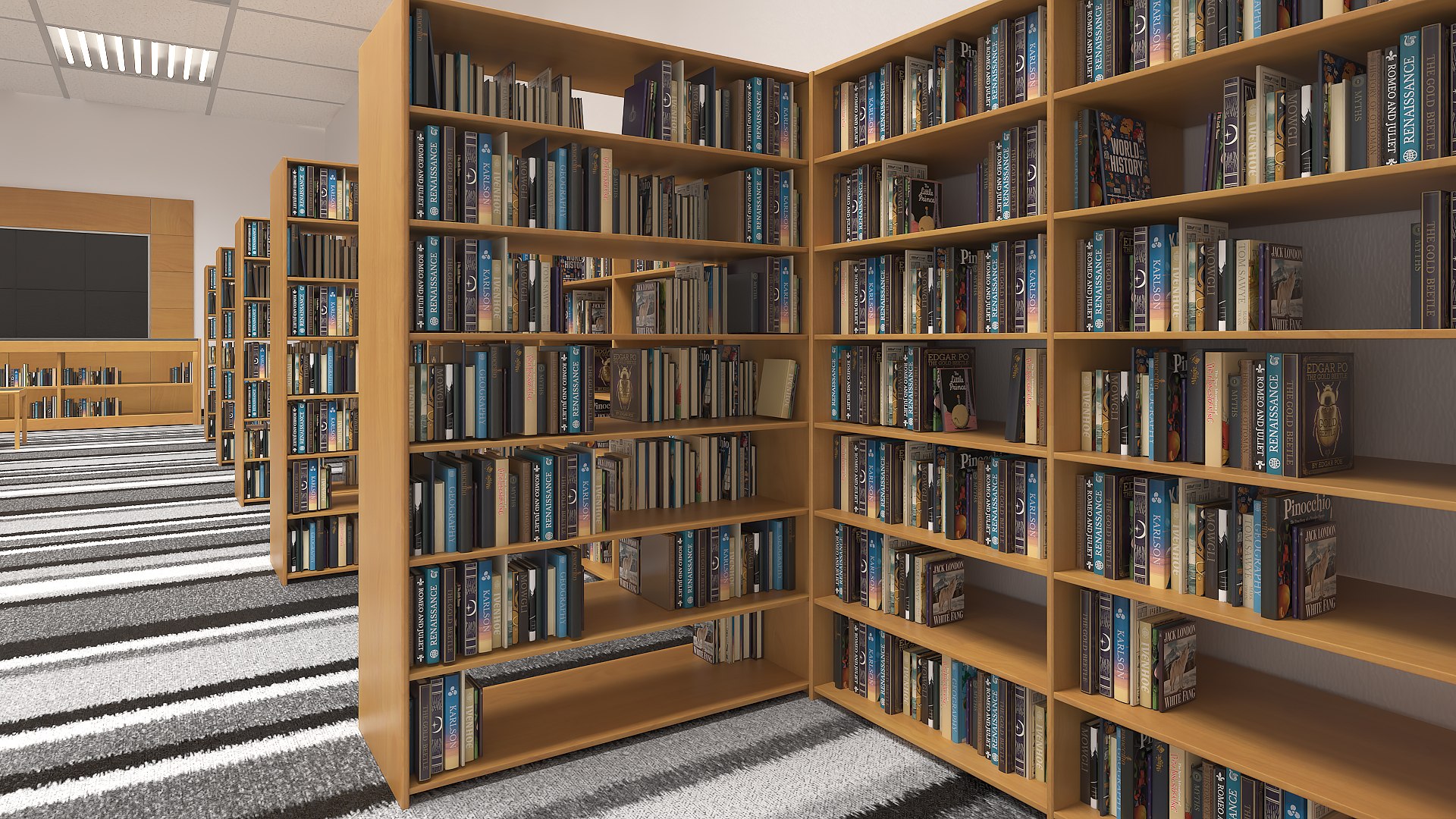 3D School Library Interior Model - TurboSquid 2383025