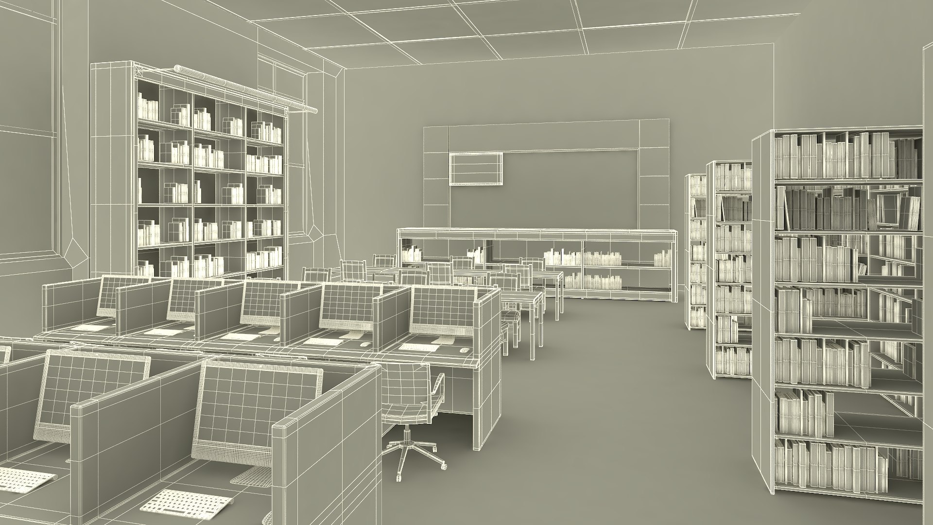 3D School Library Interior Model - TurboSquid 2383025