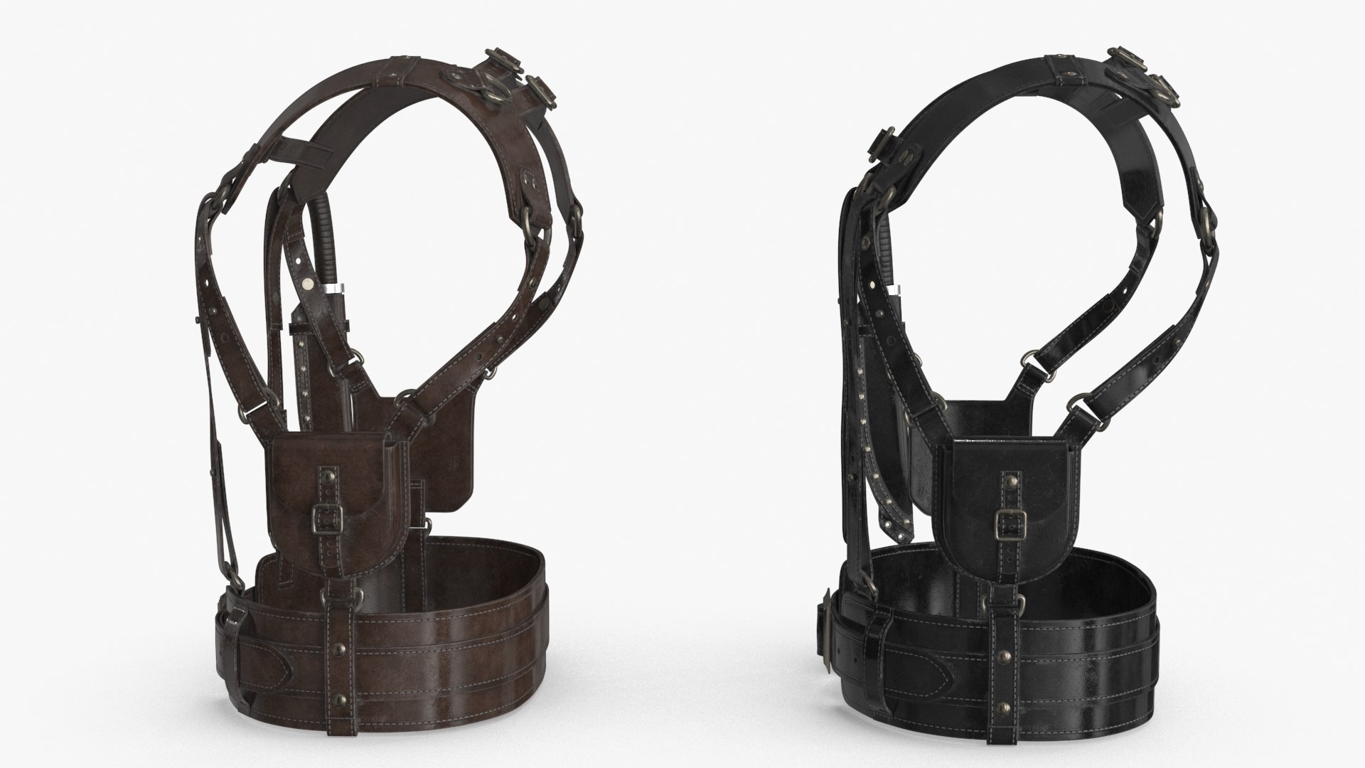 3D Leather Harness Tactical Shoulder Holster with Knife 2 Colors ...