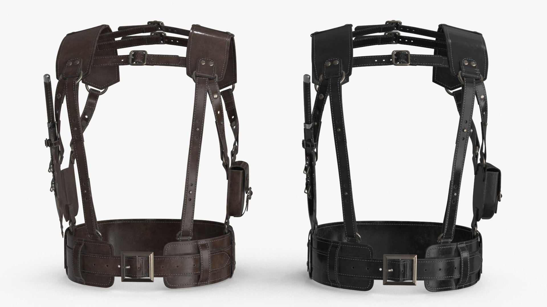 3D Leather Harness Tactical Shoulder Holster with Knife 2 Colors ...