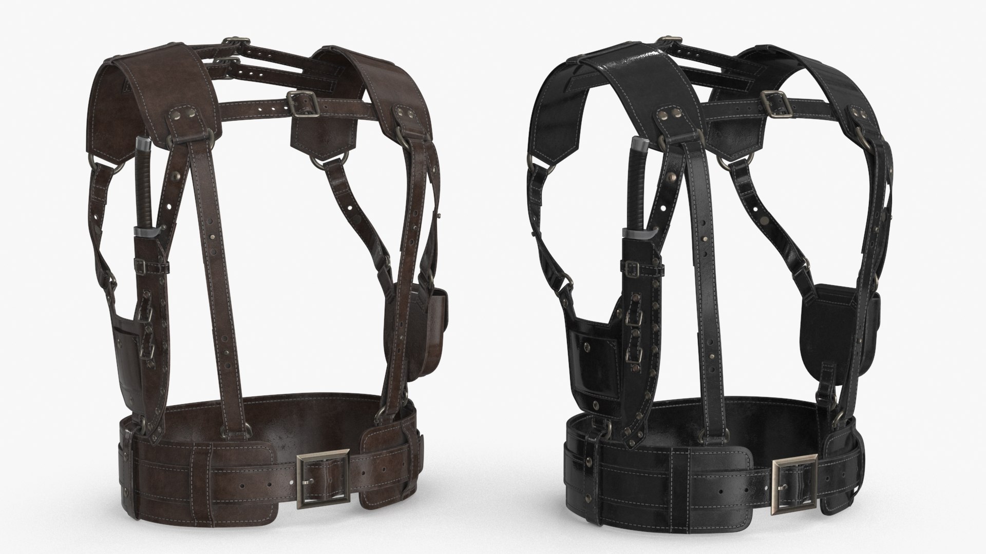 3D Leather Harness Tactical Shoulder Holster with Knife 2 Colors ...