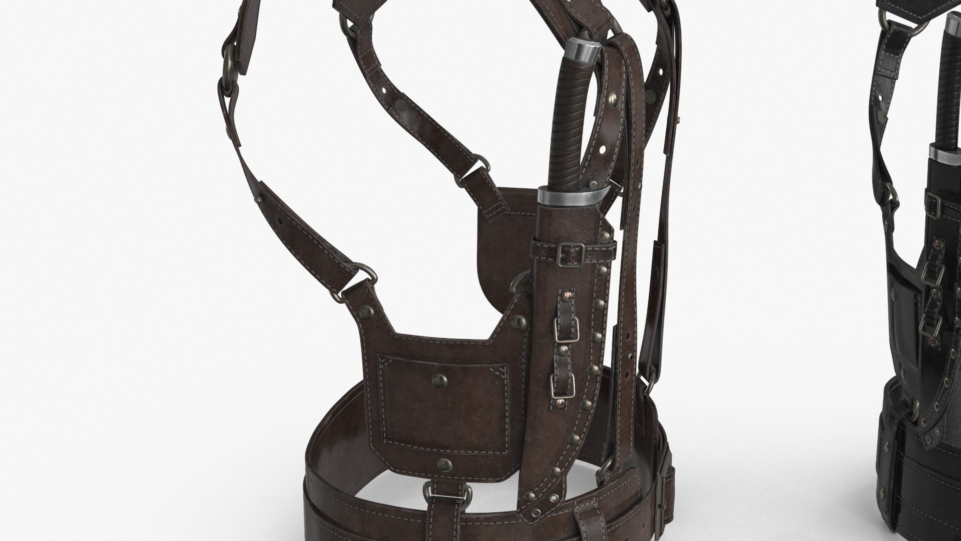 3D Leather Harness Tactical Shoulder Holster with Knife 2 Colors ...