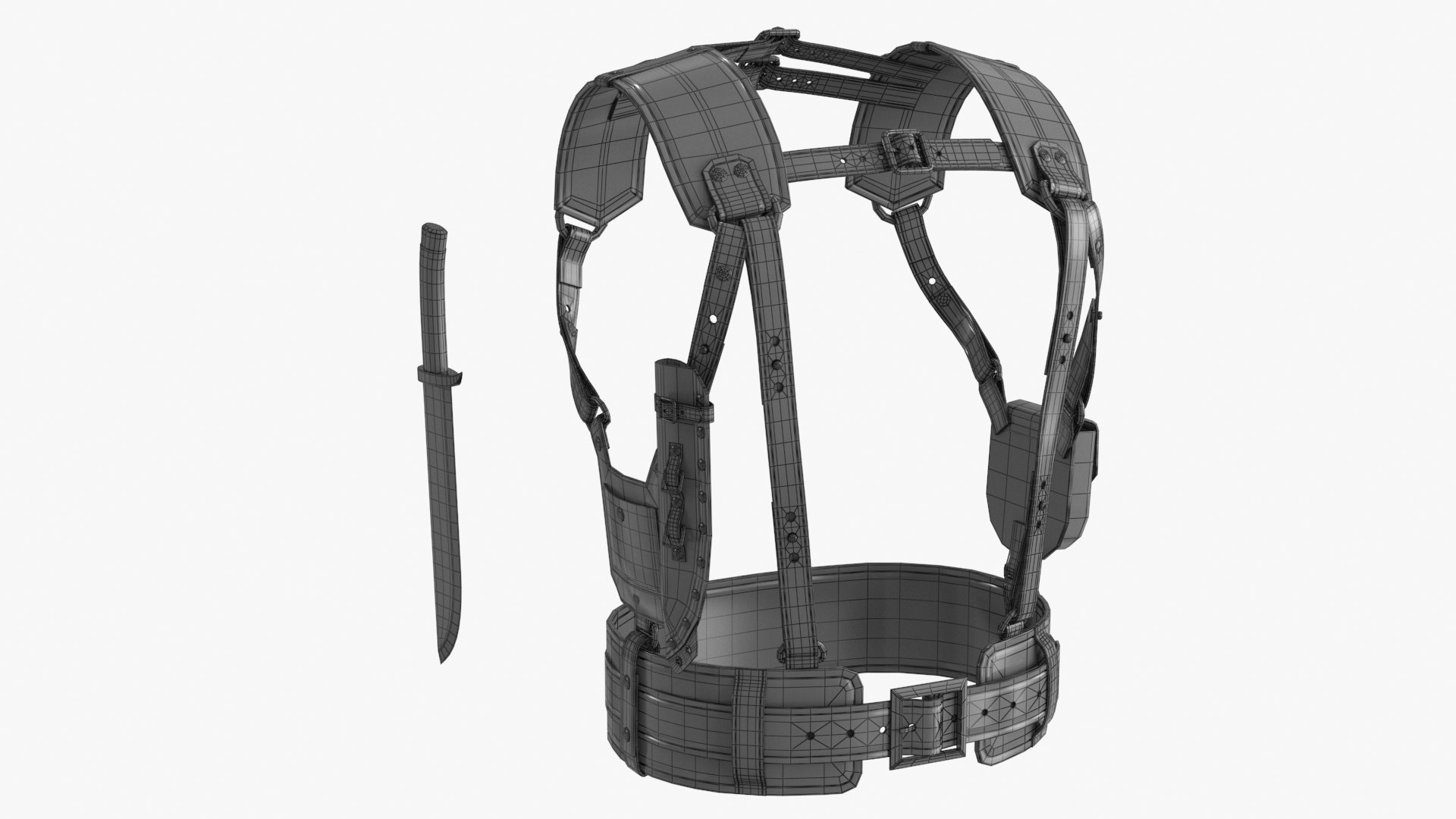 3D Leather Harness Tactical Shoulder Holster with Knife 2 Colors ...