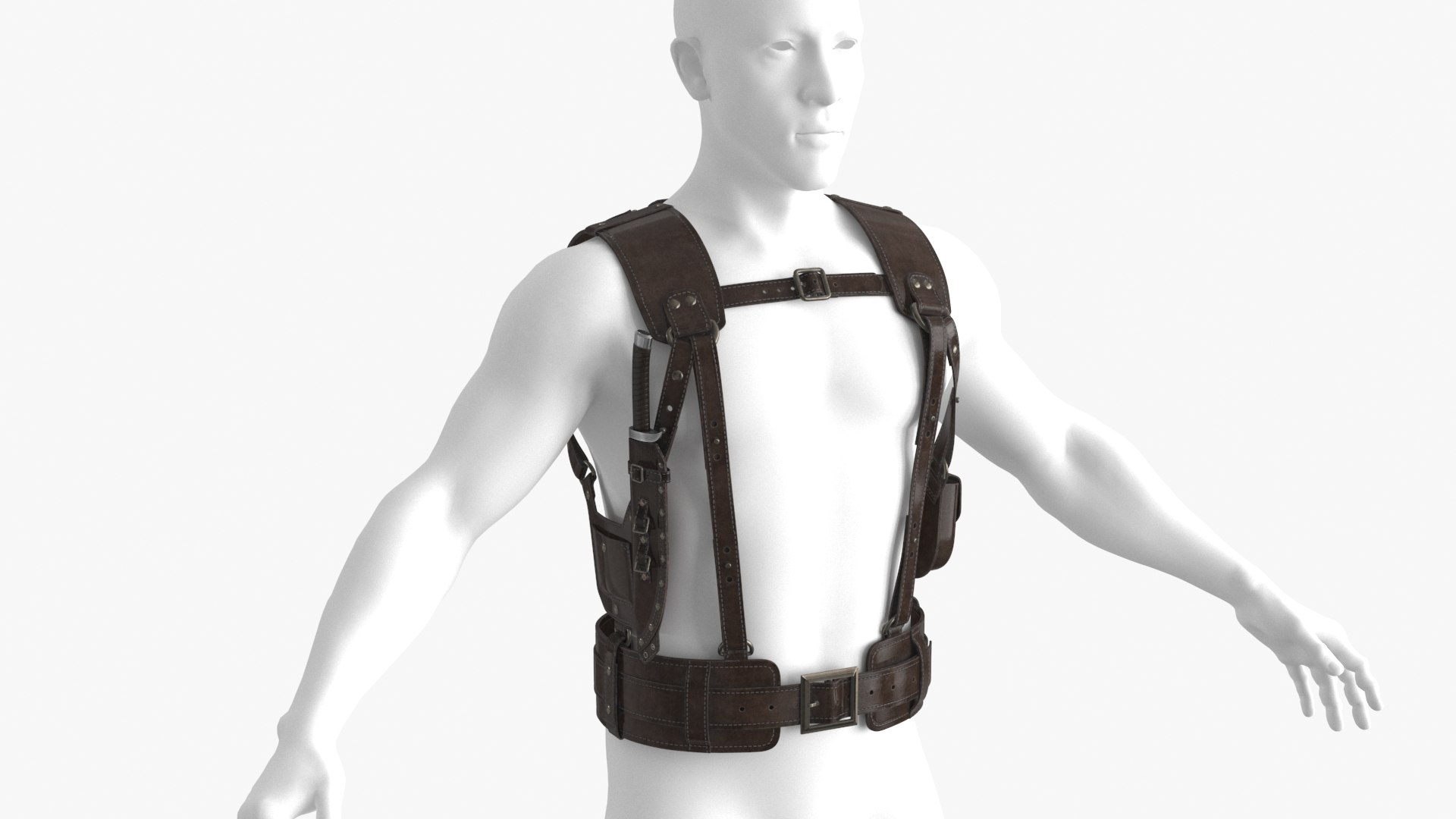 3D Leather Harness Tactical Shoulder Holster with Knife 2 Colors ...