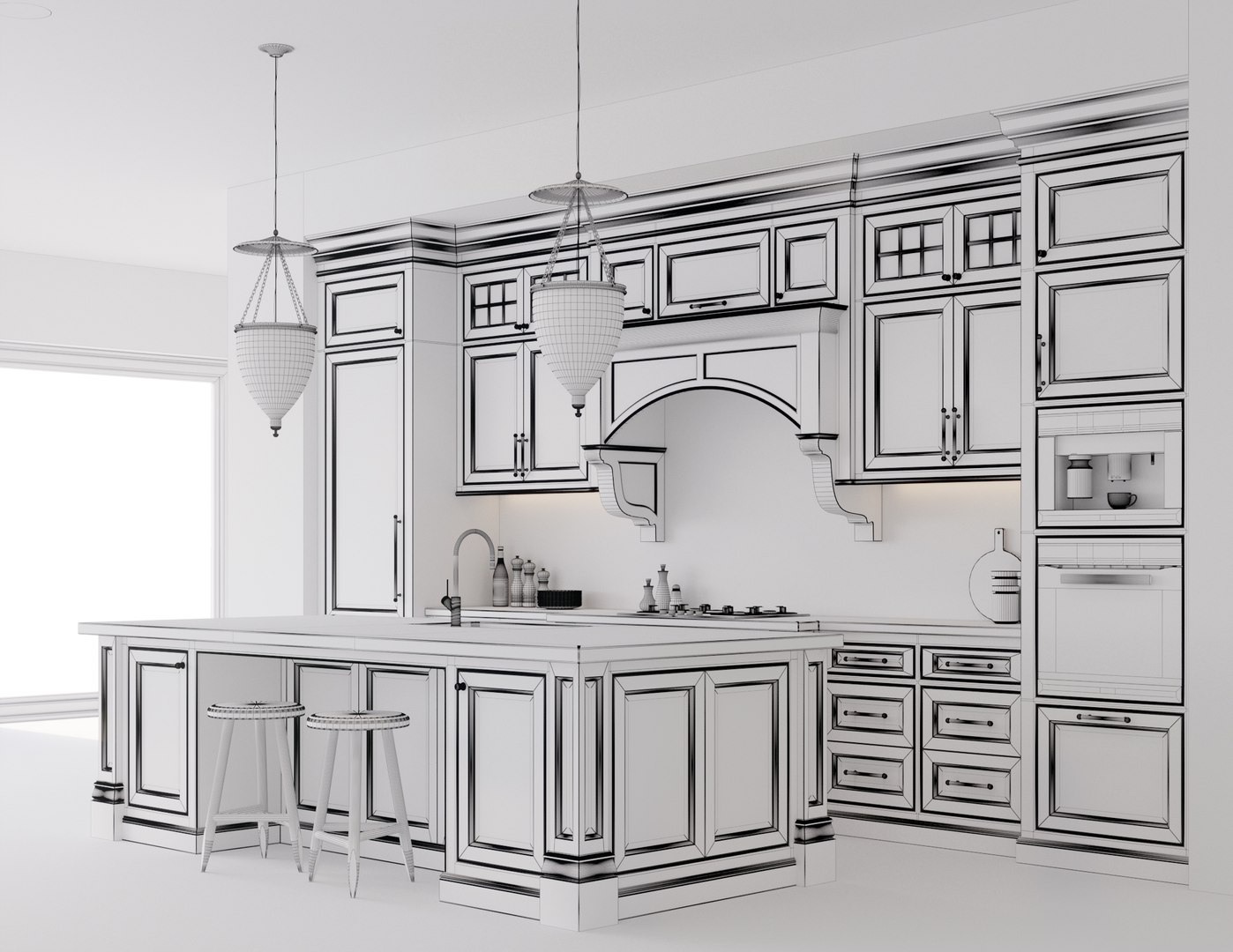 3D Model Classic Kitchen - TurboSquid 1712442