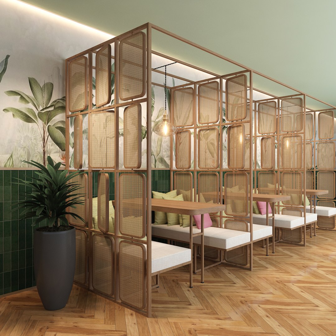 Modern Southeast Asian Restaurant Booth Partition Commercial Partition ...