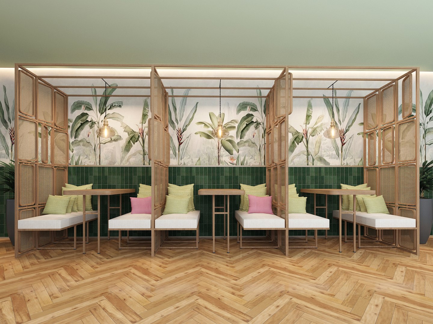 Modern Southeast Asian Restaurant Booth Partition Commercial Partition ...