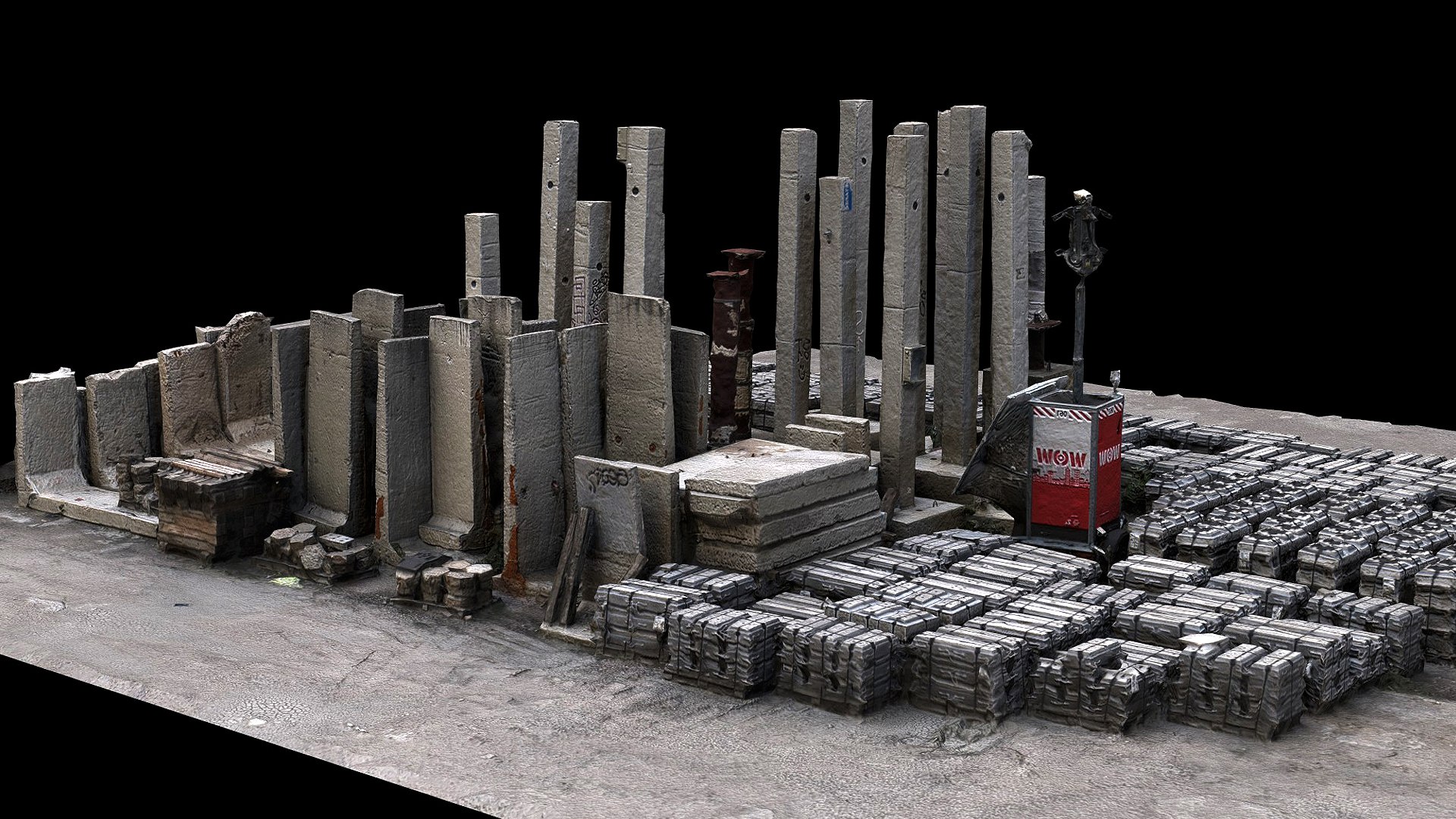 3D Concrete Pillars Kitbash Construction-site Photogrammetry Model ...