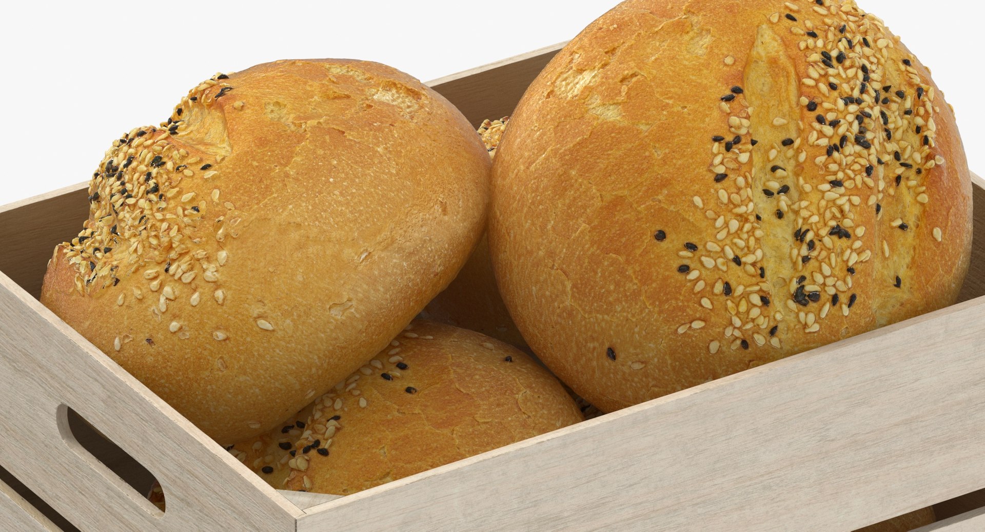 Wooden Crate With Small Round Bread 01 3D Model - TurboSquid 1855670