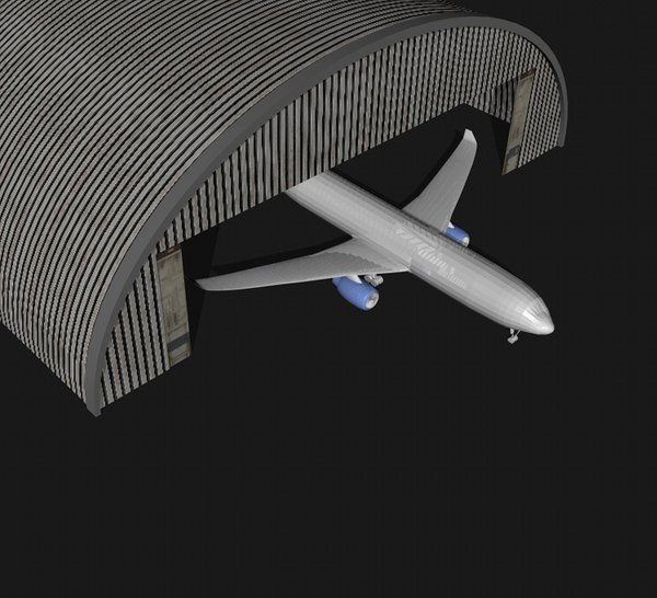 3d model of airplane hangar