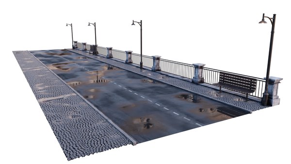 Realistic city street wet 3D model - TurboSquid 1637402