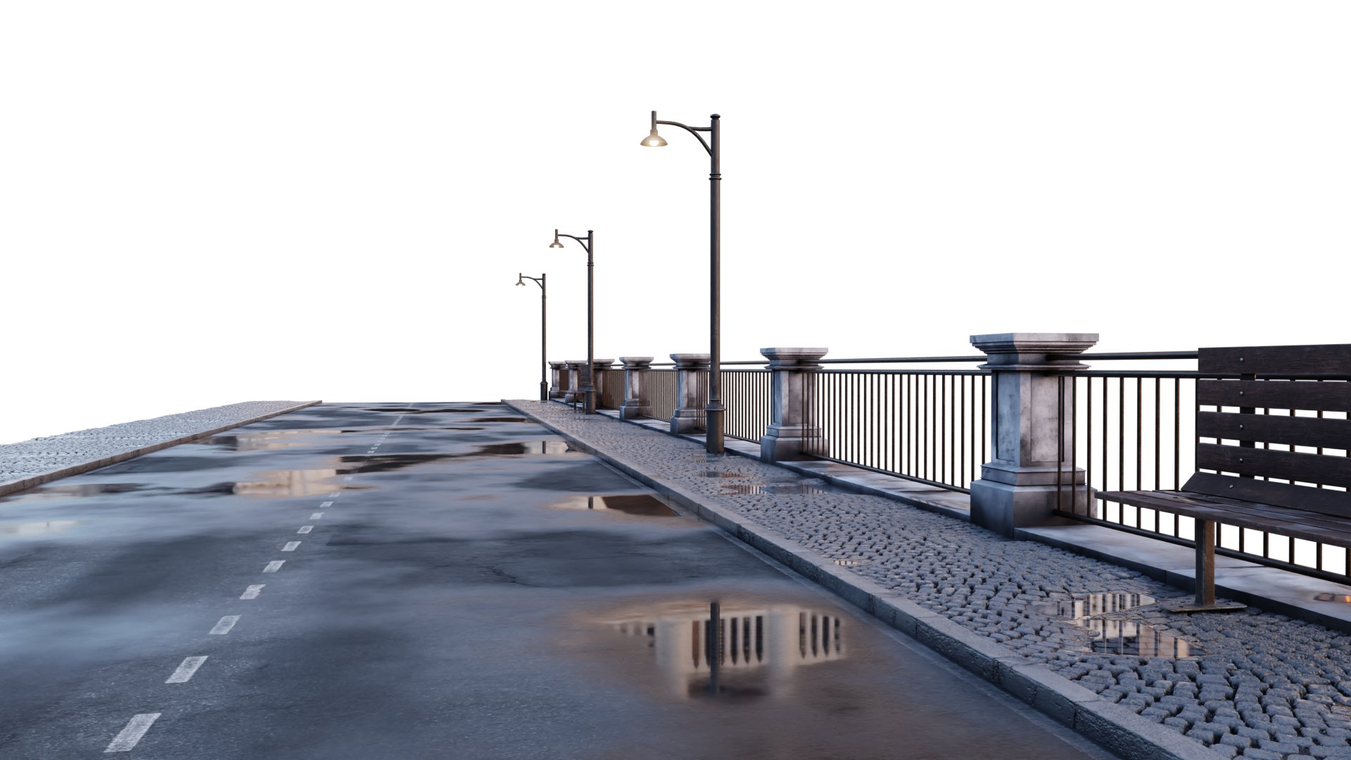 Realistic City Street Wet 3D Model - TurboSquid 1637402