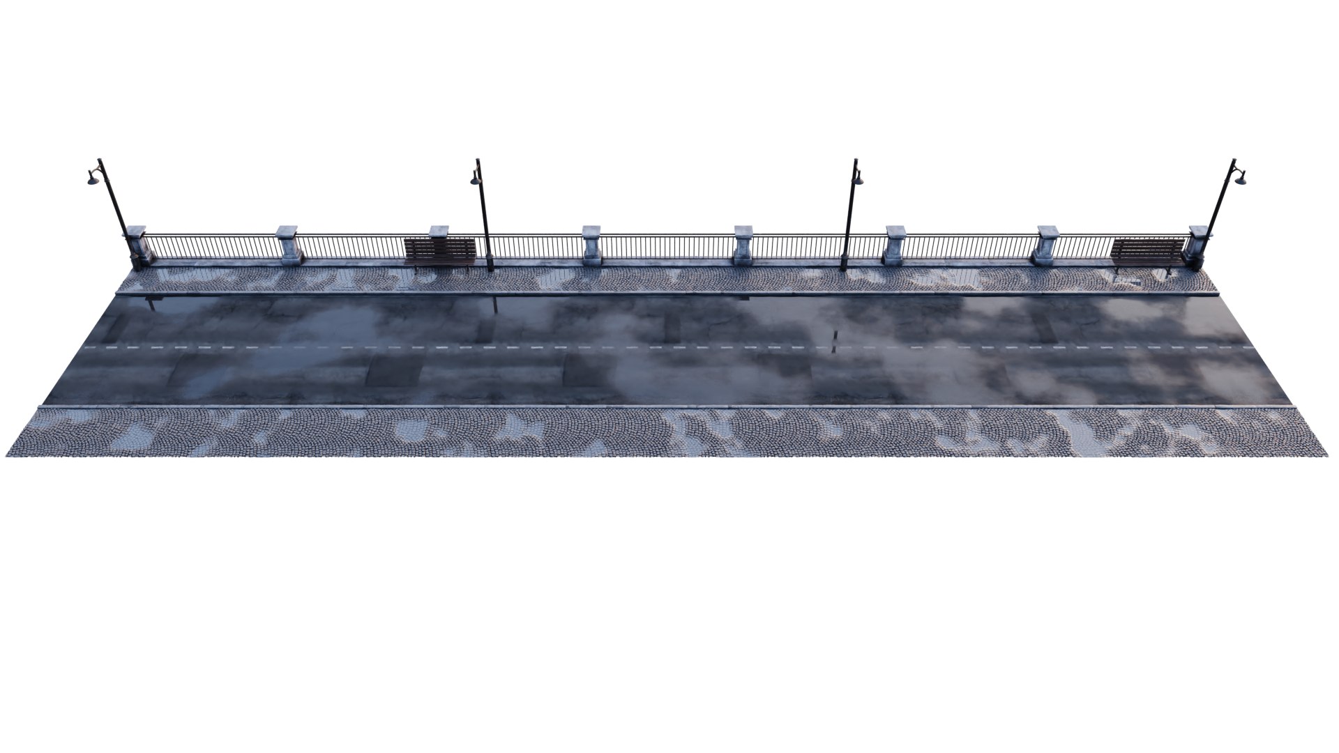 Realistic City Street Wet 3D Model - TurboSquid 1637402