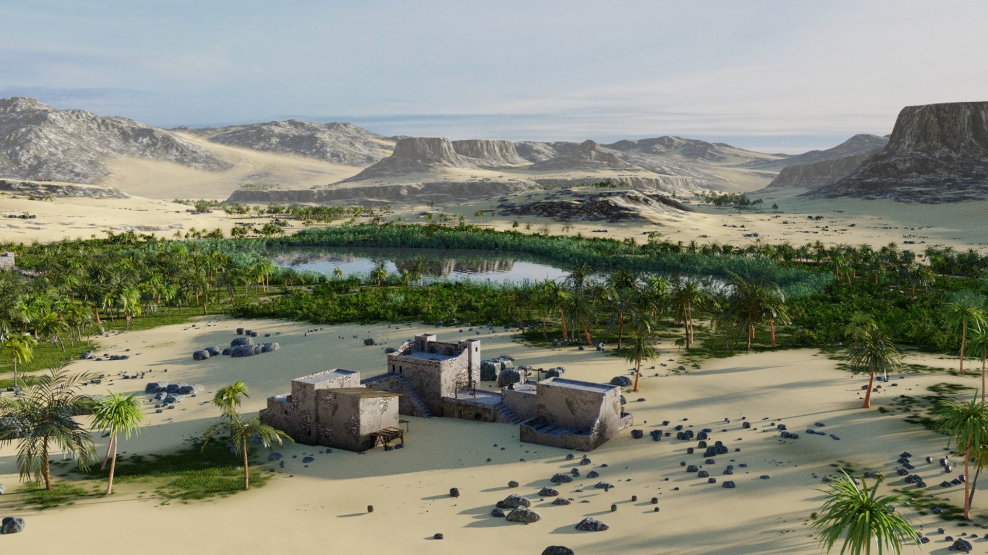3D Oasis Desert Sand Model - TurboSquid 1574422