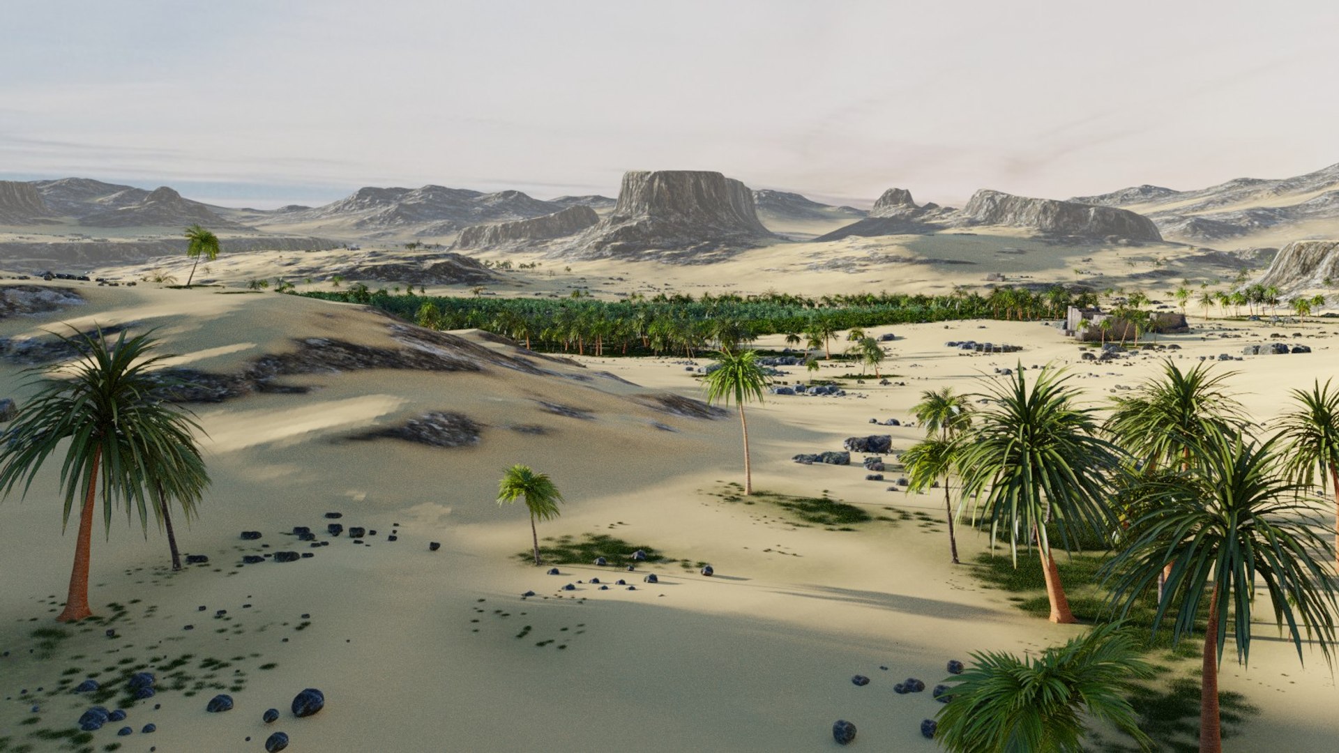 3D Oasis Desert Sand Model - TurboSquid 1574422
