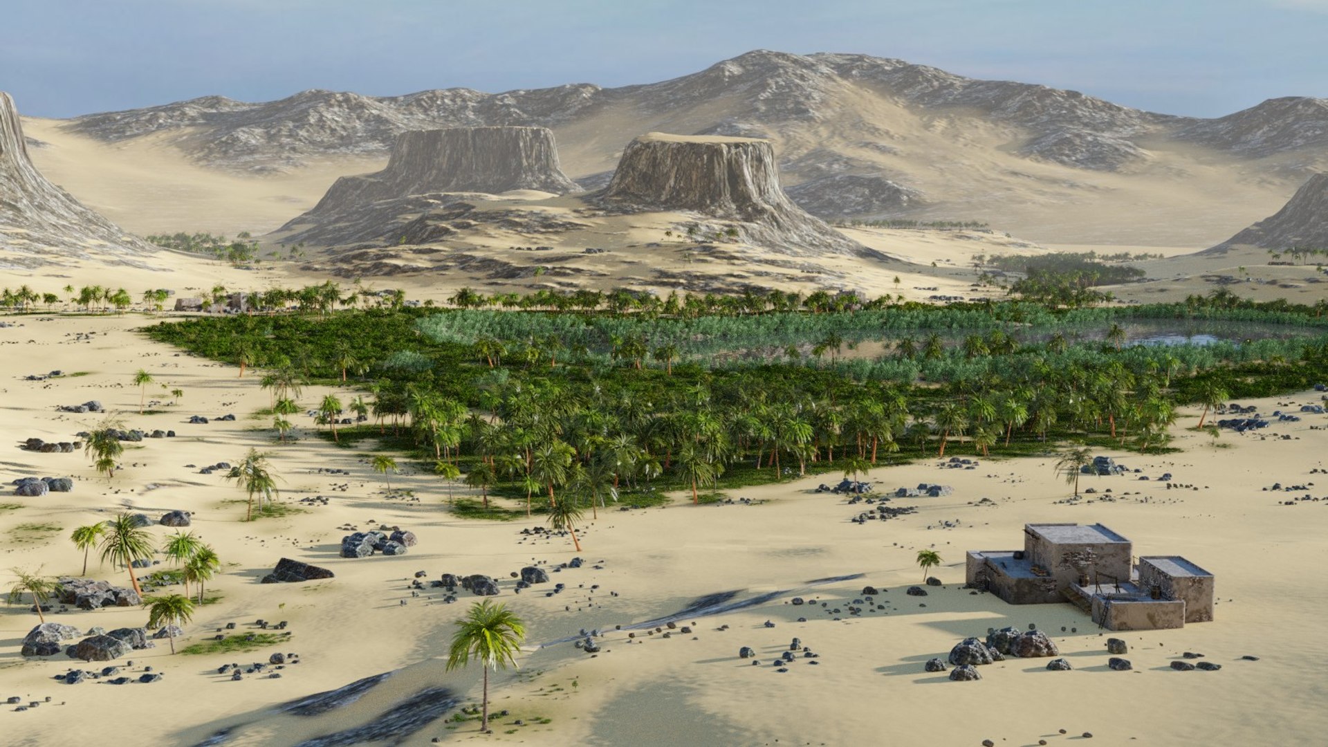 3D Oasis Desert Sand Model - TurboSquid 1574422