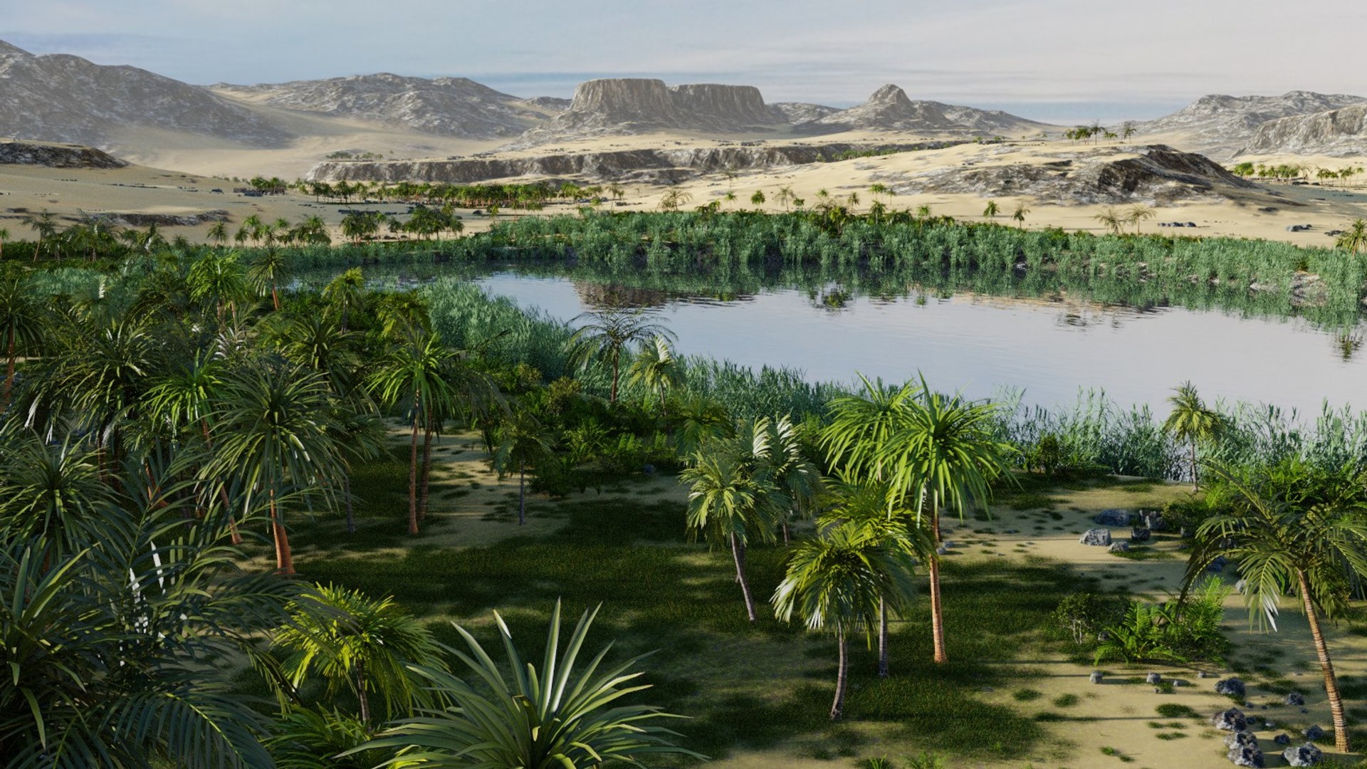 3D Oasis Desert Sand Model - TurboSquid 1574422